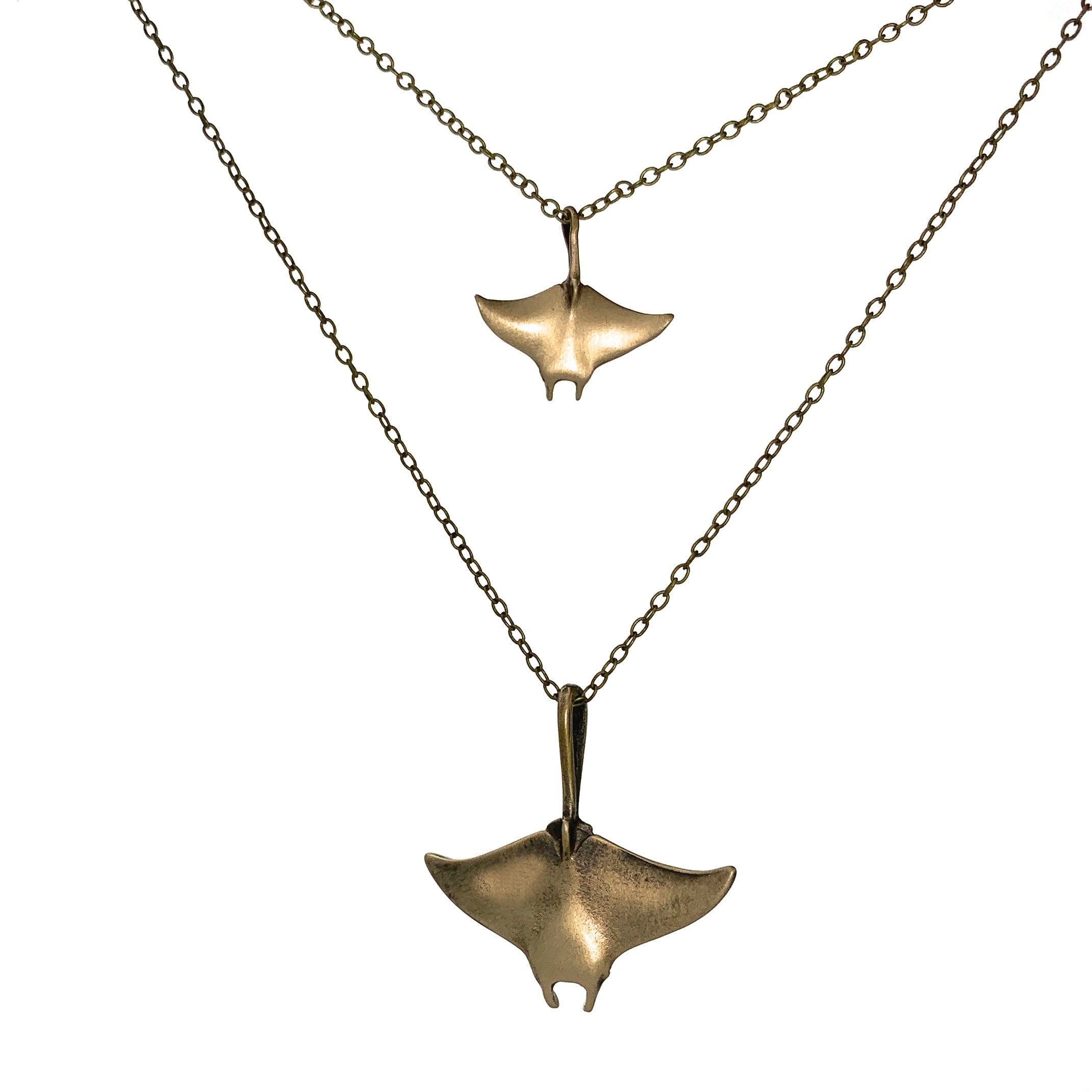 Manta Ray Pendants on Layered Chains Necklace – Ocean Breeze Collection ...