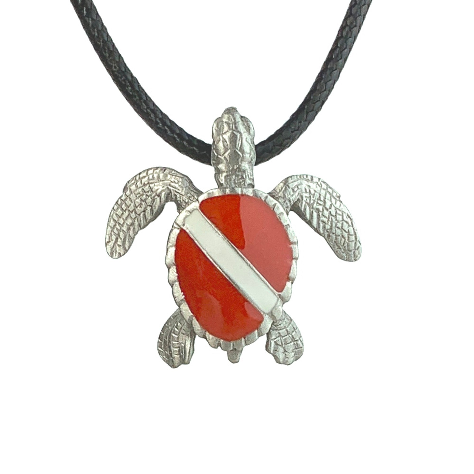 Hawksbill Sea Turtle Necklace Pendant with Dive Flag – Diver’s ...