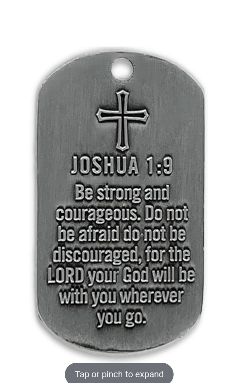 Joshua 1:9-Antique Finish Dog Tag Necklace | The Tool Store